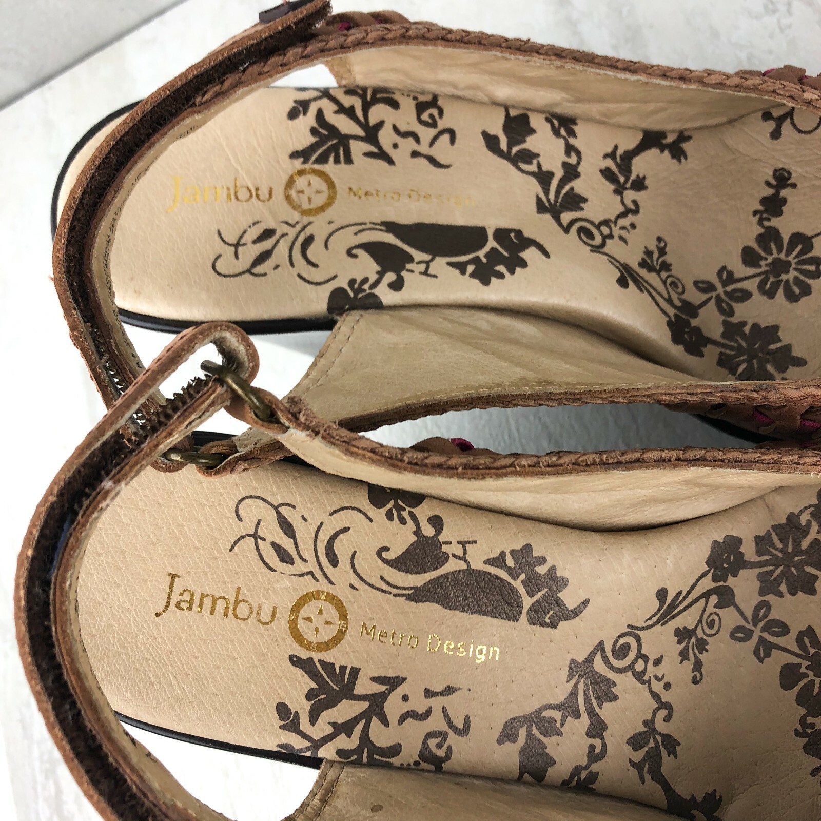 Jambu Sonya Woven Genuine Leather Heels Slingback open toe Size 7 M ...