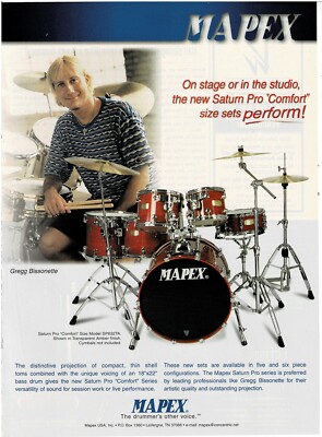MAPEX DRUMS - GREGG BISSONETTE - 1999 Print Advertisement | eBay