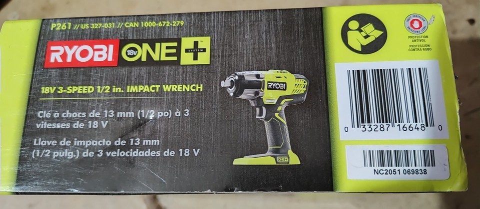 NEW * RYOBI 18 VOLT CORDLESS 3 SPEED 1/2 in. IMPACT WRENCH (BARE TOOL ...