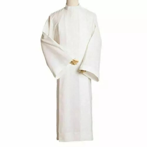 White Alb Clergy Church Backing Vestments Priest Long White Robe D003 ...