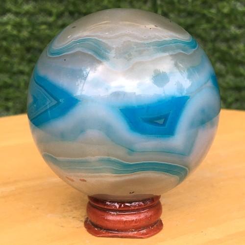 290G Rare Blue Agate Geode Ball Crystal Sphere Freeform Energy Healing ...