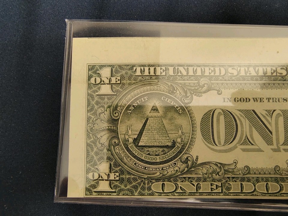 1995 Federal Reserve Note OFF CENTER Miscut Error $1 One Dollar Bill ...