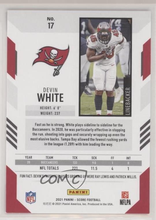 2021 Score Devin White #17 | eBay