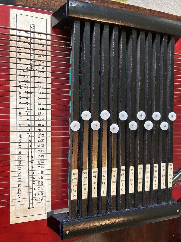 Vintage 12 Bar Autoharp Zither - German Made - Red Sunburst Finish ...