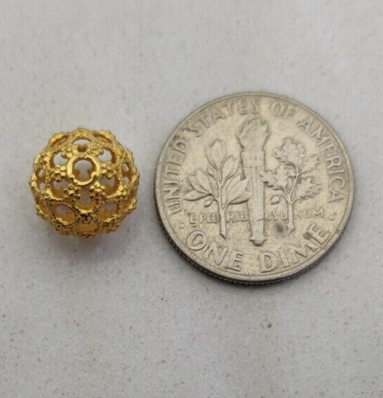 9mm 18k Gold Round rough Texture Bead, Finding Charm Spacer Beads ...