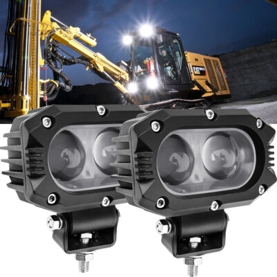 2PC 4'' LED HeadLamp for Caterpillar Skid Steers Excavator Fitklift ...