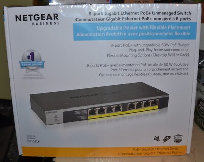 Netgear GS108LP-100NAS 8 port gigabit ethernet POE+ unmanaged switch ...