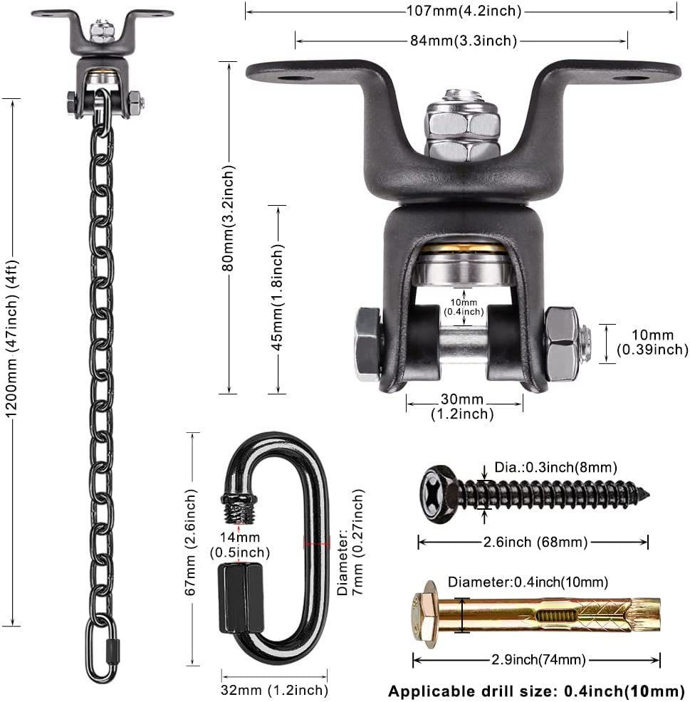 Hanging Kits Hammock Chair Hardware, Heavy Duty Swing Hanger with Chain ...