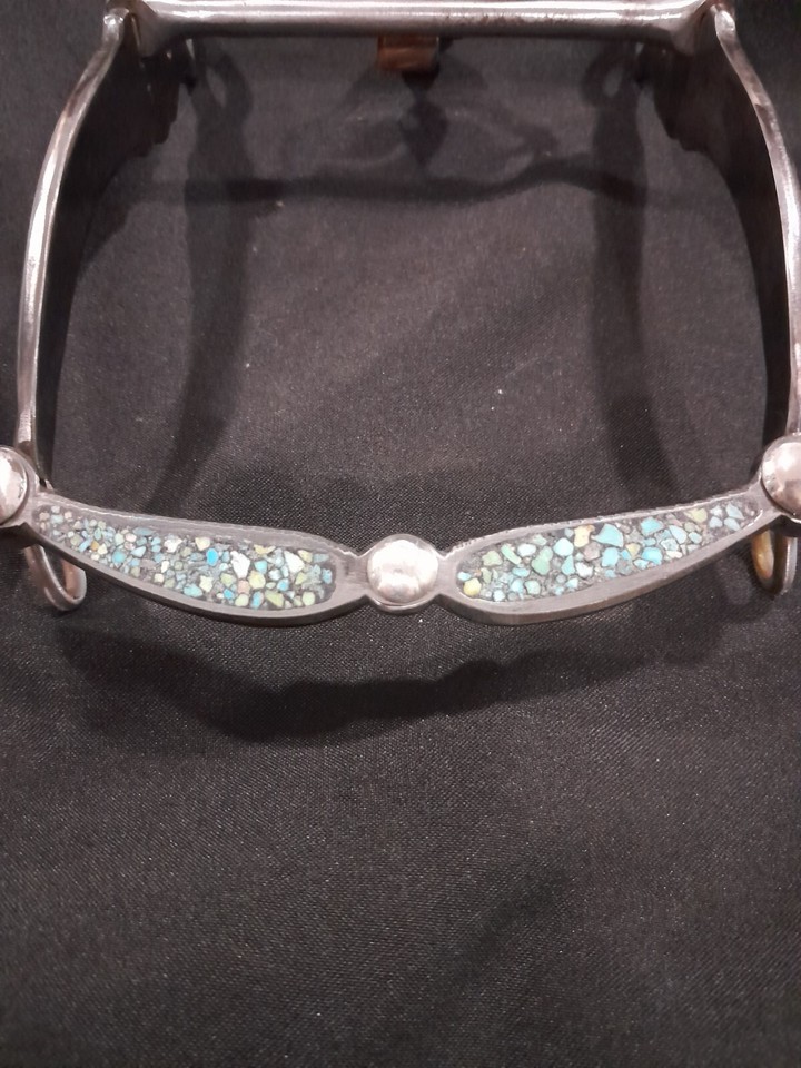 Handmade Bit Turquoise Inlay Silver Buttons Nevada Cheek | eBay