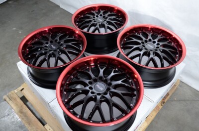 17" Wheels Rims Black Red 5x100 5x114.3 Honda Civic Accord CRV Camry ...