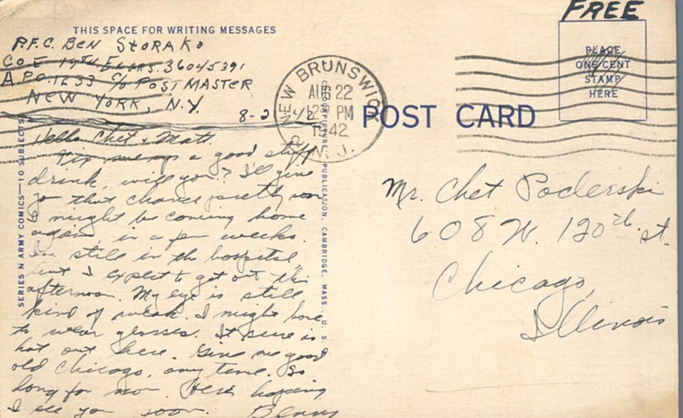 Soldier at Bar Haven't Missed a Shot Yet APO 1233 1942 Comic Postcard ...