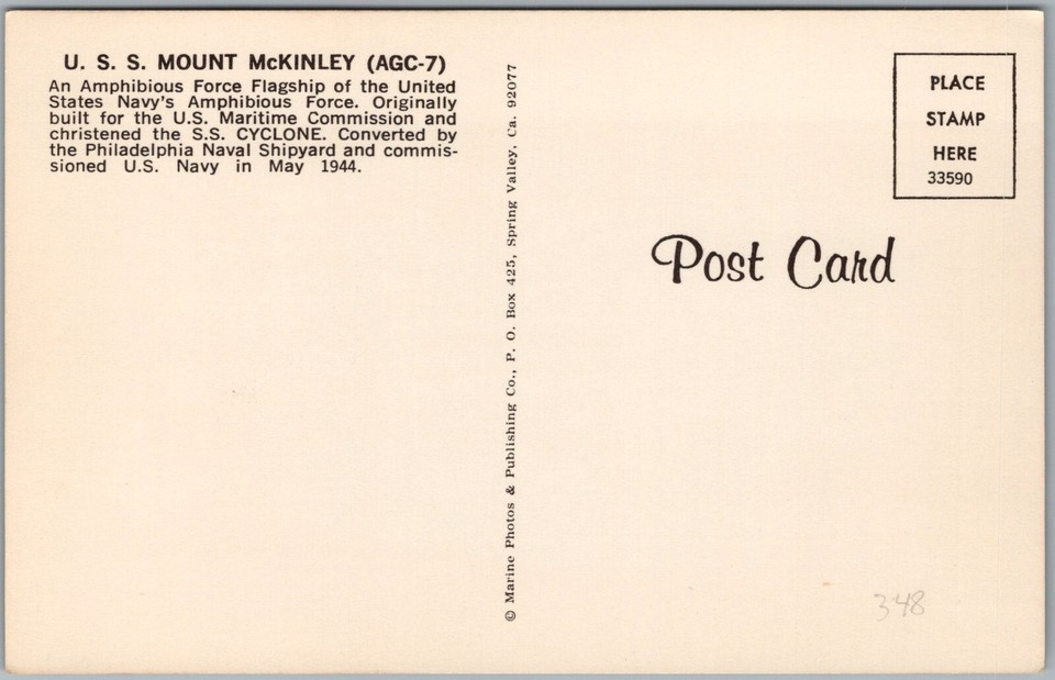 USS Mount McKinley AGC-7 Navy Ship Postcard W314 | eBay