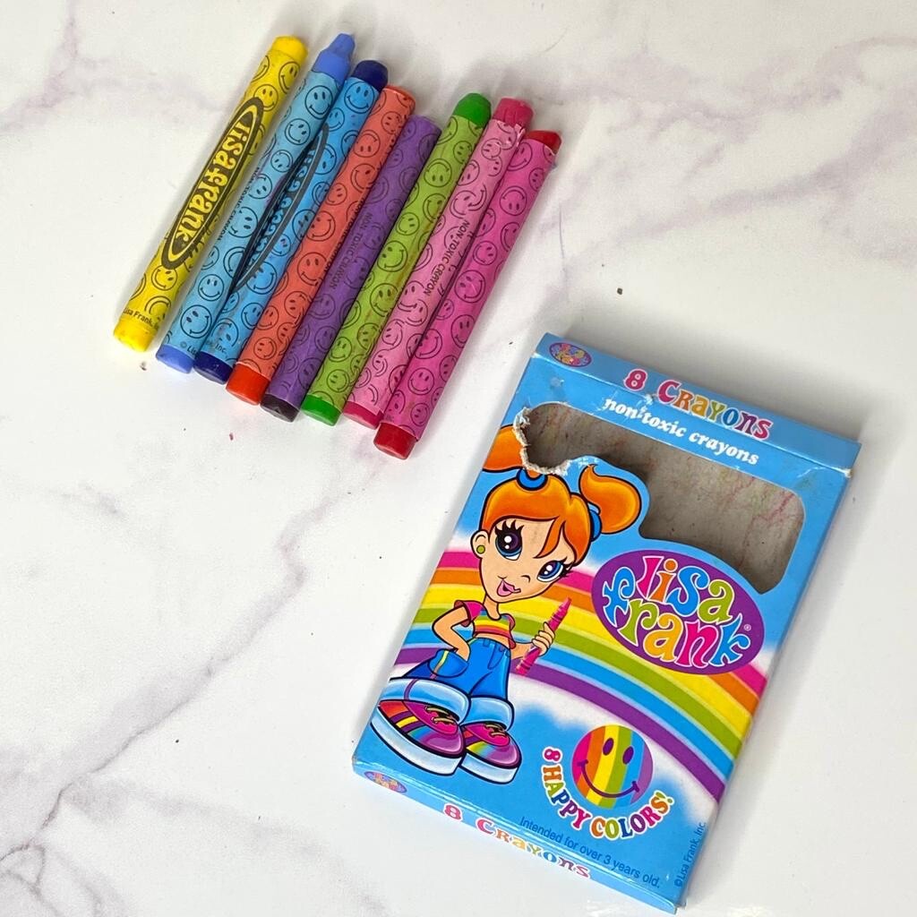Vintage 2000s Lisa Frank Non-Toxic Crayons - Box of 8 Happy Colors | eBay