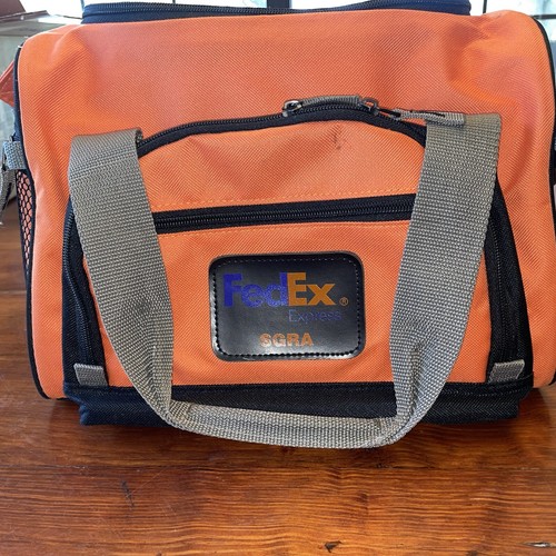 FED EX PROMO TOTE BAG WITH 5 ZIPPERS AND HANDLE Orange And Black 13x10 ...