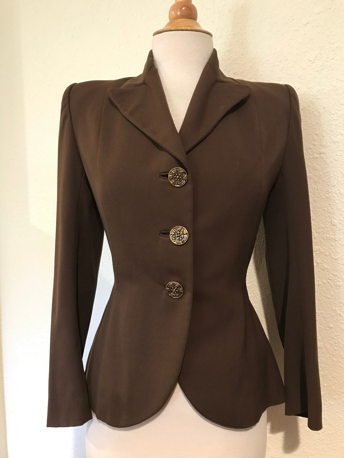 Vintage 1940s Gorgeous Fitted Brown Suit Jacket Lined… - Gem