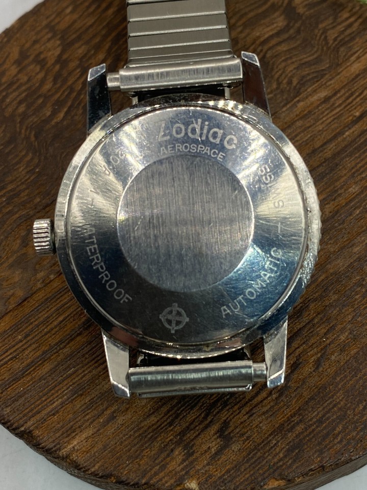 Vintage Zodiac 60s Aerospace GMT Automatic Black Bezel Silver Dial men ...