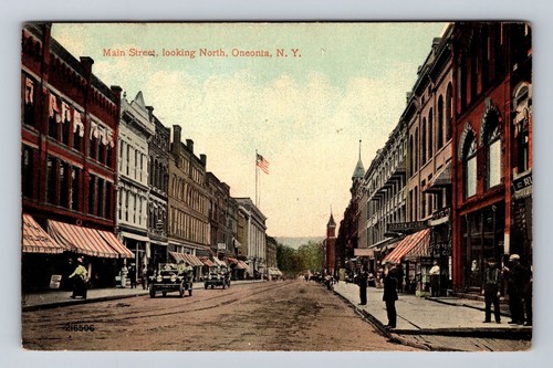 Oneonta NY-New York, Main Street Looking North, Antique, Vintage c1913 ...