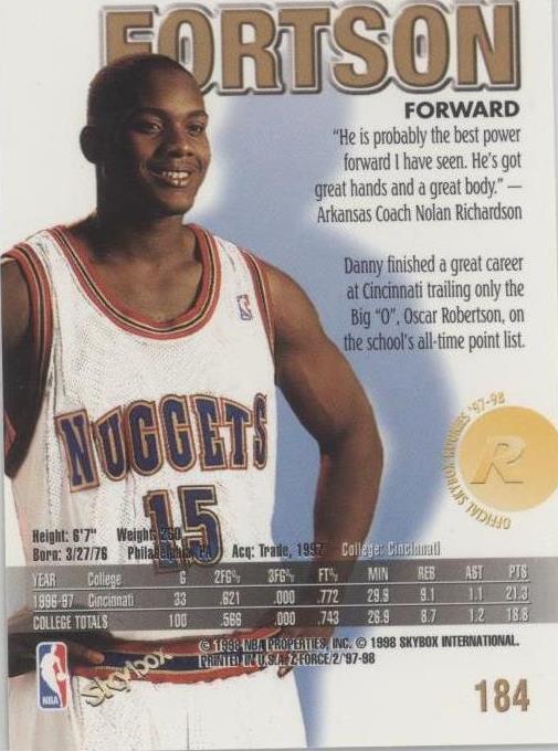 1997-98 Skybox Z-Force - Danny Fortson #184 for sale | eBay