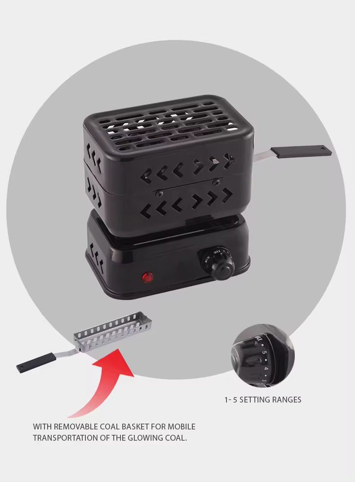 Electric Hookah Shisha Coal Heater Charcoal Burner +Tongs + Charcoal ...