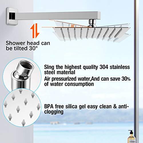 10 Inches Bathroom Luxury Rain Mixer Shower Combo Set Chrome 10 Wall