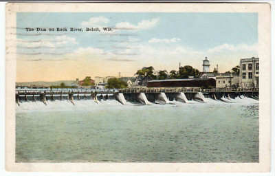 Postcard "The Dam on Rock River, Beloit, Wisconsin" 8-29-1918 | eBay