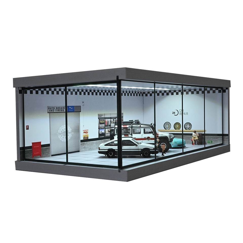 UK 1/43 Scale Diorama Car Showroom Model LED Lighting Garage Scene ...