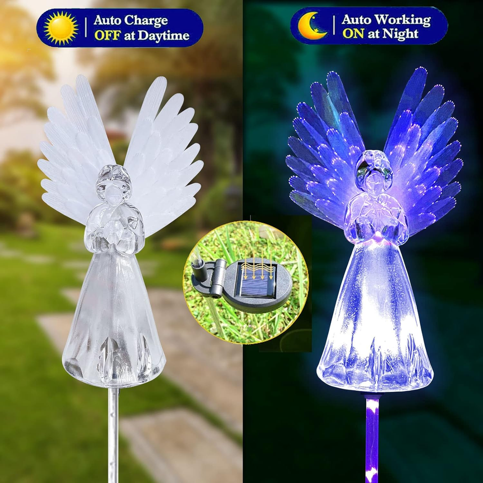 Solar Garden Lights, Solar Angel Lights Color Changing Solar Garden ...