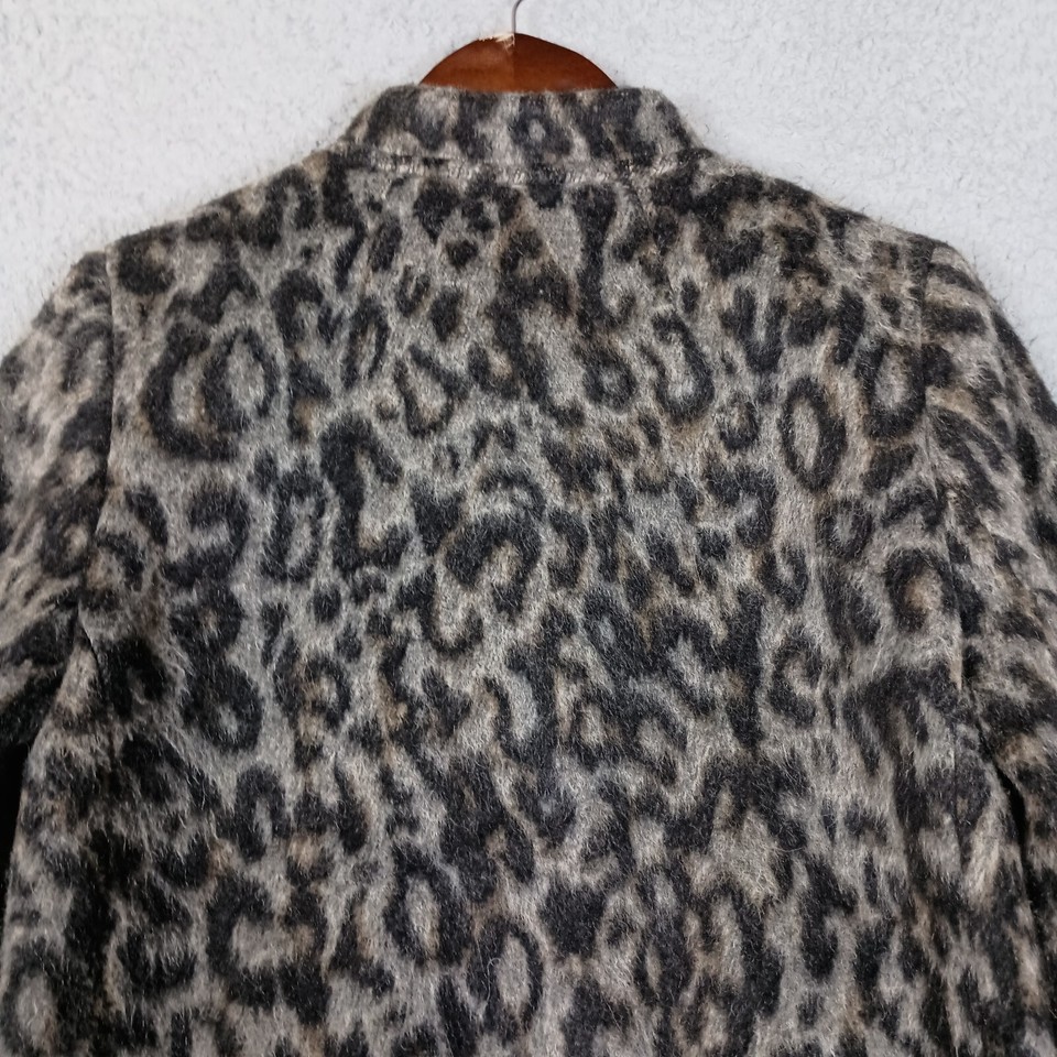 Banana Republic Bomber Jacket Women's XS Gray Leopard Print Wool Blend ...