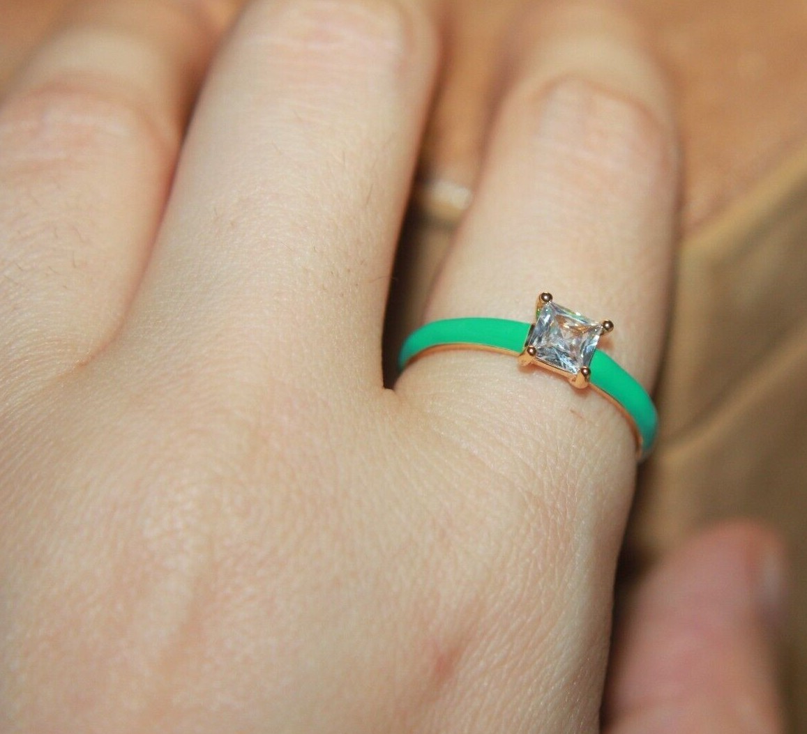 enamel ring gemstone silver jewelry 6.25 7.25 8.75 cocktail wrist watch ...