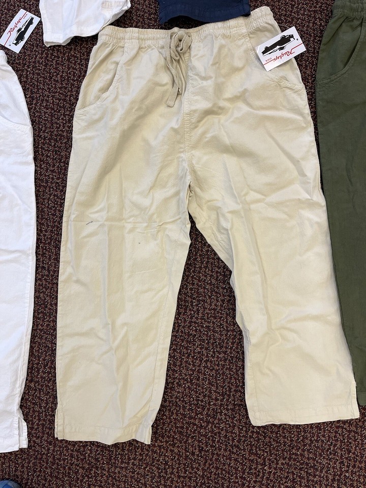 Ragtop USA 100% Cotton Pull On Capris White L,BEIGE L,BLUE L,GREEN M ...