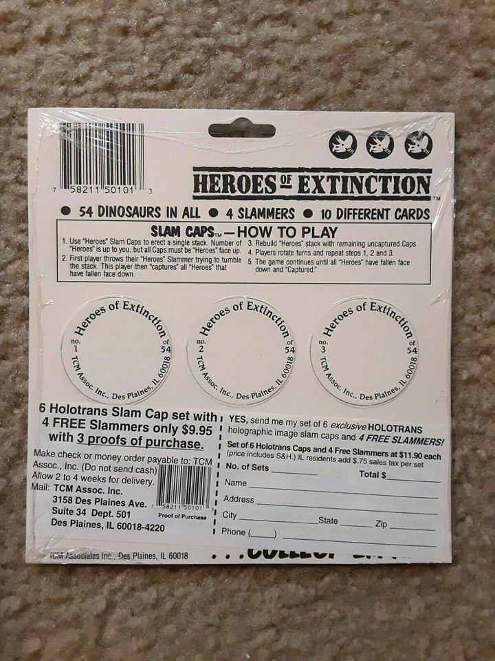 HEROES OF EXTINCTION POGS / SLAMMERS SLAM CAPS DINOSAURS SEALED 1 SET ...