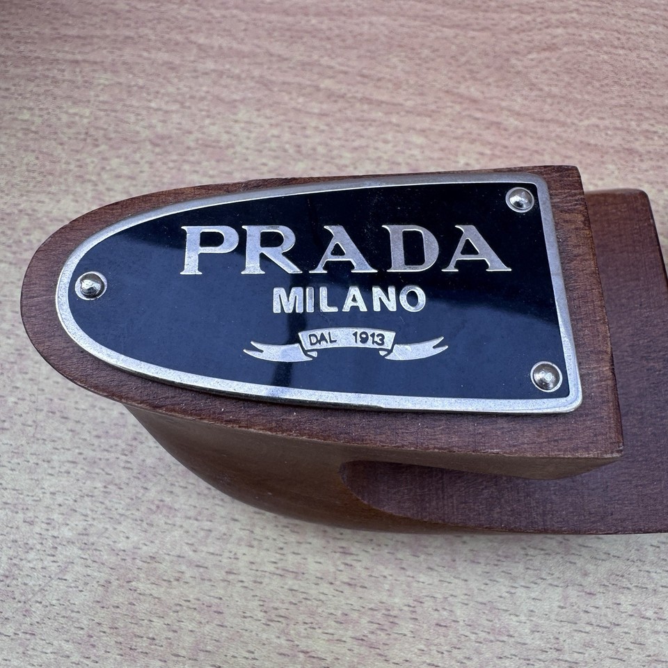 Vintage Prada Shoe Tree Display Wood Left foot | eBay UK