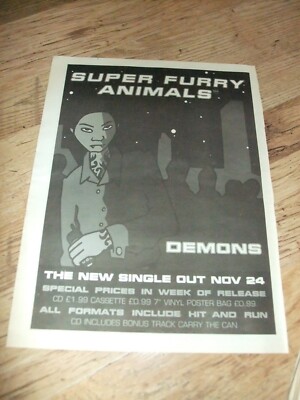 SUPER FURRY ANIMALS DEMONS LARGE 36cm X 26cm PRESS PAPER POSTER ...
