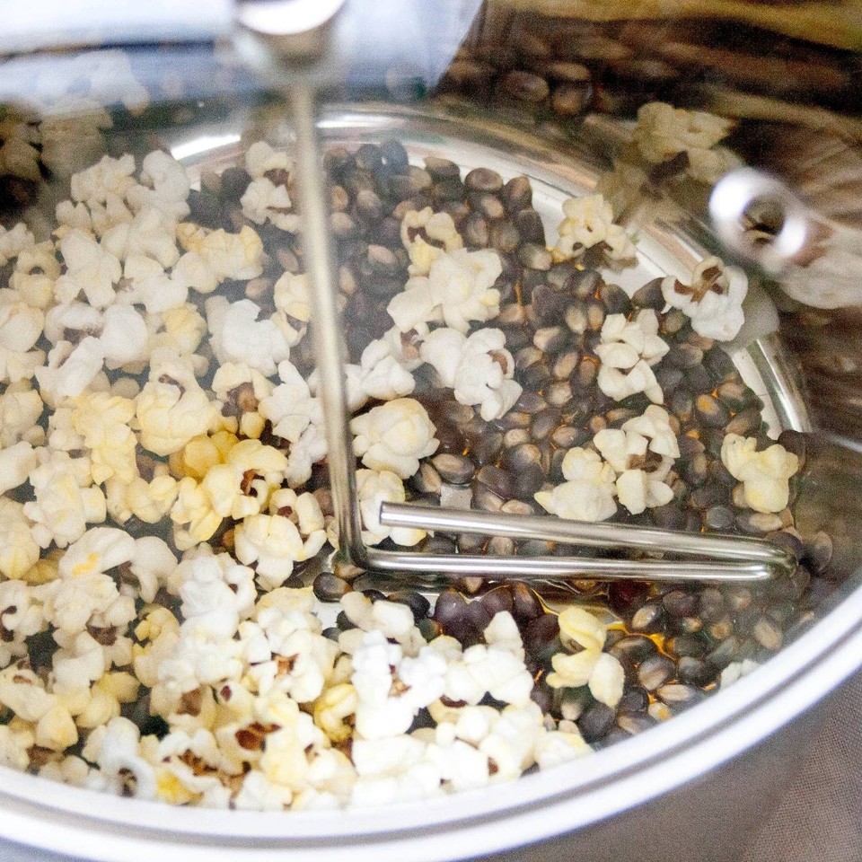 Manual Stovetop Popcorn Popper, Stainless Steel Popcorn Maker with ...
