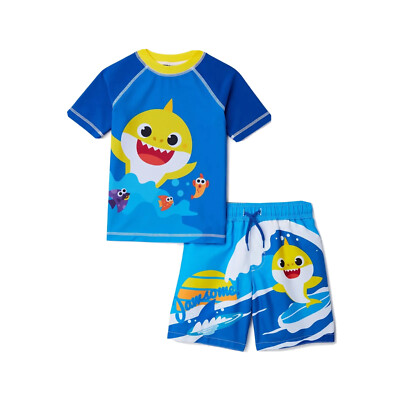 New Toddler Boys Baby Shark Rash Guard & Swim Trunks Set Size 3T NWT ...