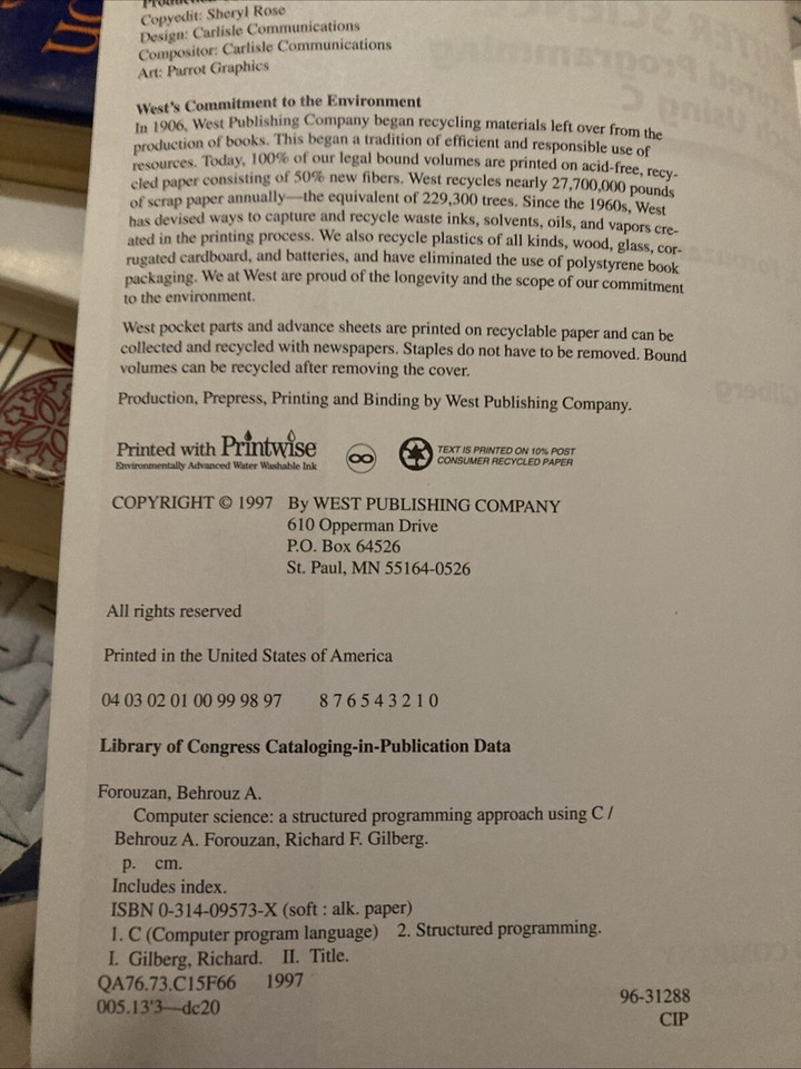 Computer Science A Structured Programming Approach Using C 1996 | eBay
