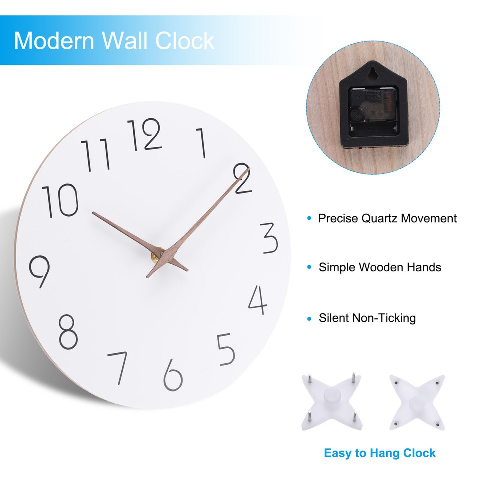 10 Inch Wall Clock, Battery Operated Non-Ticking Round Wall Clocks ...