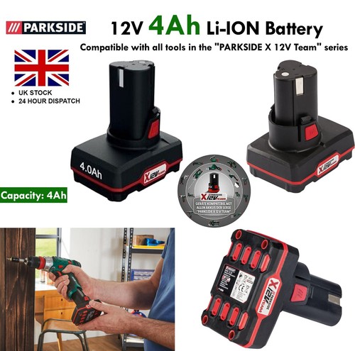 Parkside 12V 4Ah Battery Compatible With All *X 12V TEAM* Series ...