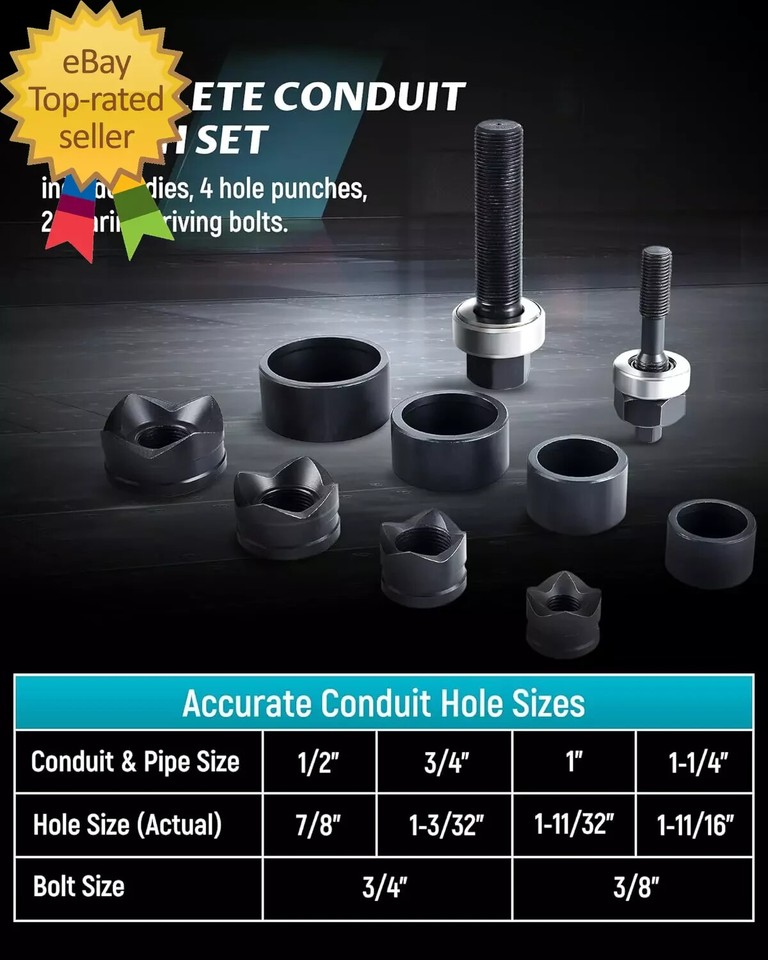 Manual Knockout Punch Kit Heavy Duty Metal Sheet Knock Out Box Hole ...