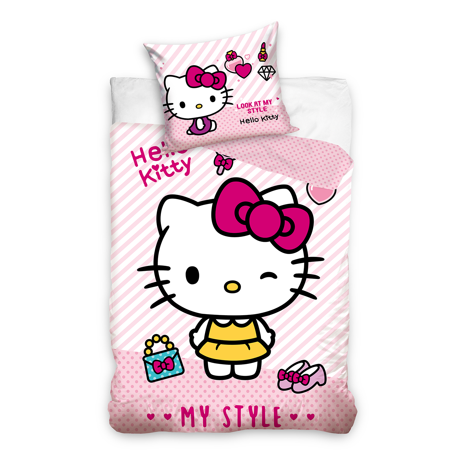 Hello Kitty Single Duvet Cover & Pillowcase Set EU Size Girls Bedroom ...