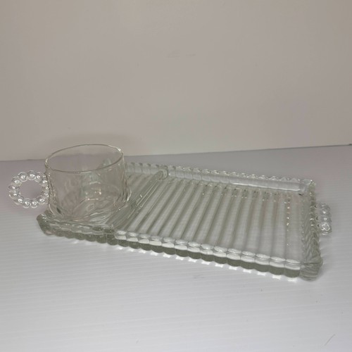 Vintage 40s Hazel Atlas Clear Depression Glass Sip Snack Smoke Plate ...