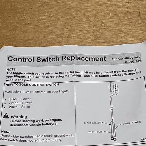 Waltco Super Switch Liftgate Replacement OEM 80001429 w/ 10' Wire ...