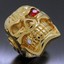 MENS Huge Heavy Gold Skull Red Eye Cigar CZ 316L Stainless Steel Biker ...