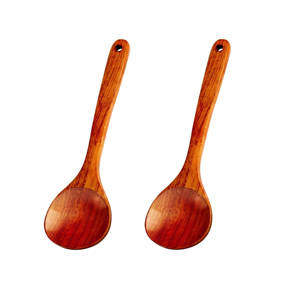 Kitchen Tool Set Of 2 Large Round Dark Red Wooden Spoons Made Of Oak ...