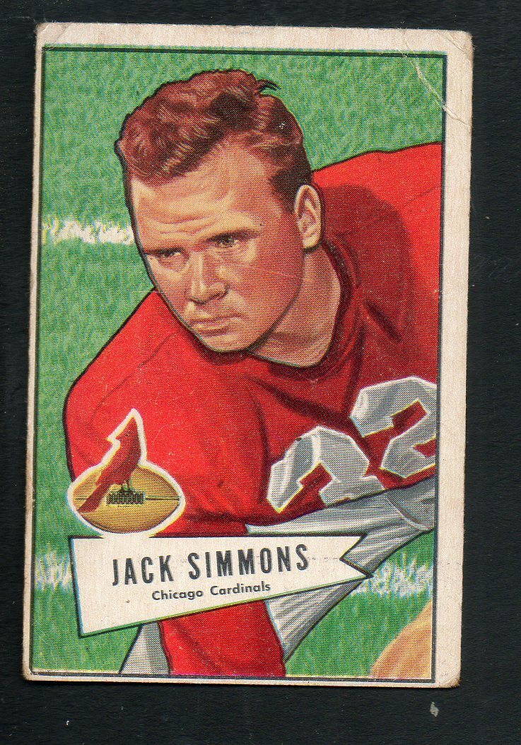 1952 Bowman Small Football Card #110 Jack Simmons-Chicago Cardinals G ...
