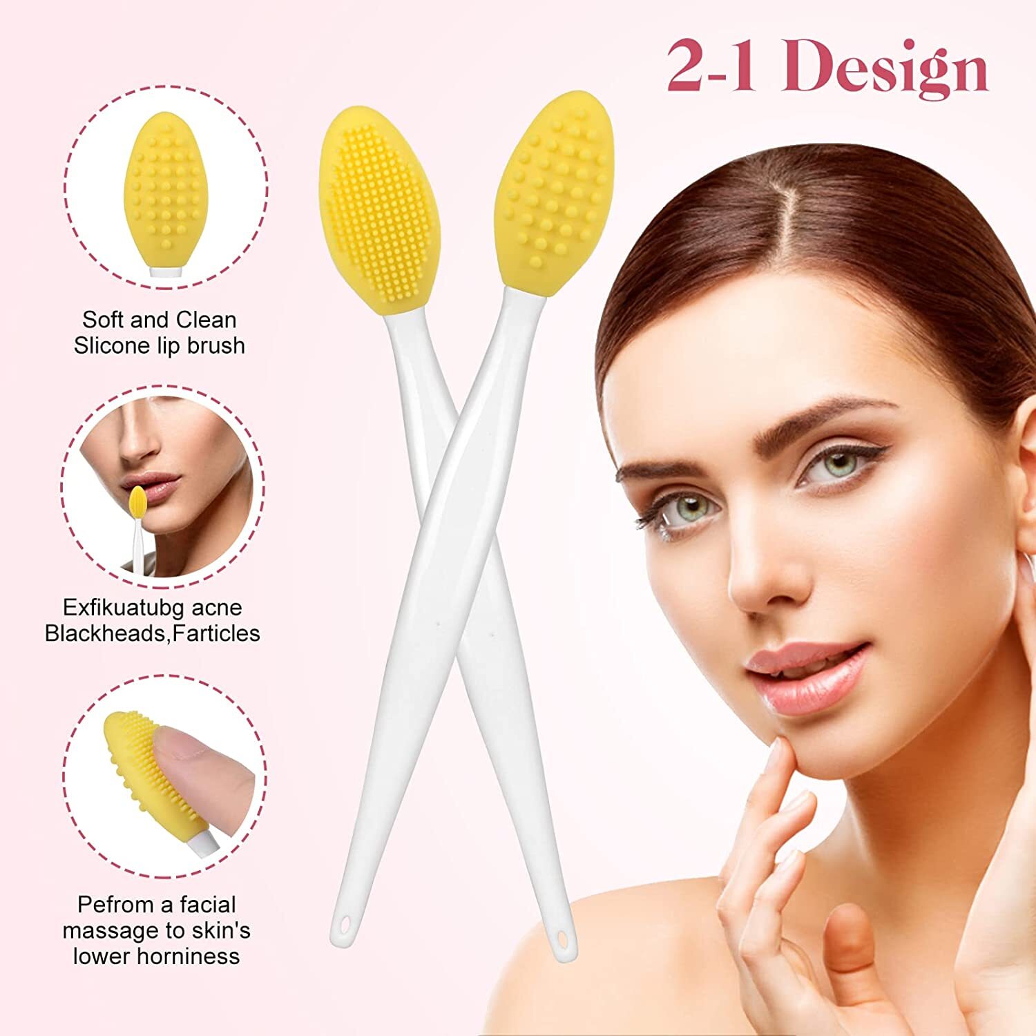 5 Pcs Lip Brush Tool Lip Scrub Brush Double-Sided Silicone Exfoliating ...
