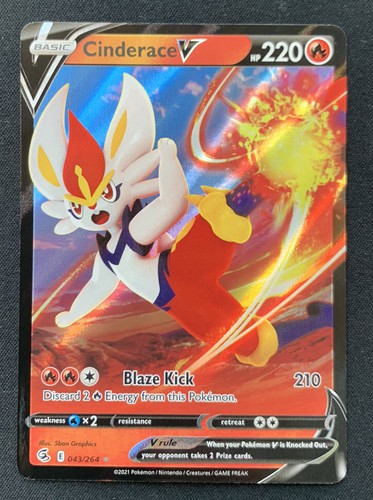 Cinderace V 043/264 Fusion Strike Ultra Rare Holo Pokemon TCG Card NM ...