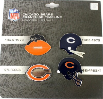 Chicago Bears Logo / Helmet Evolution Pin Set collectible memorabilia ...