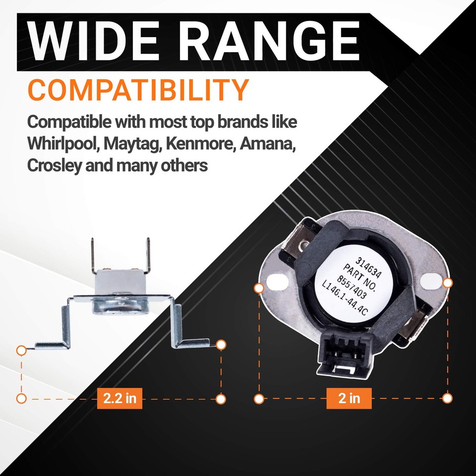 280148 Dryer Thermal Cut Off Kit - Includes 8557403 Thermostat ...