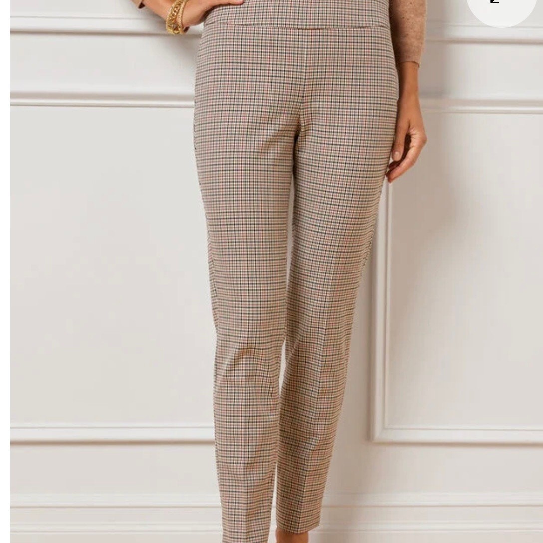 NEW Talbots Chatham Ankle Pants Size 12 Toasty Check Slim Leg 29 ...